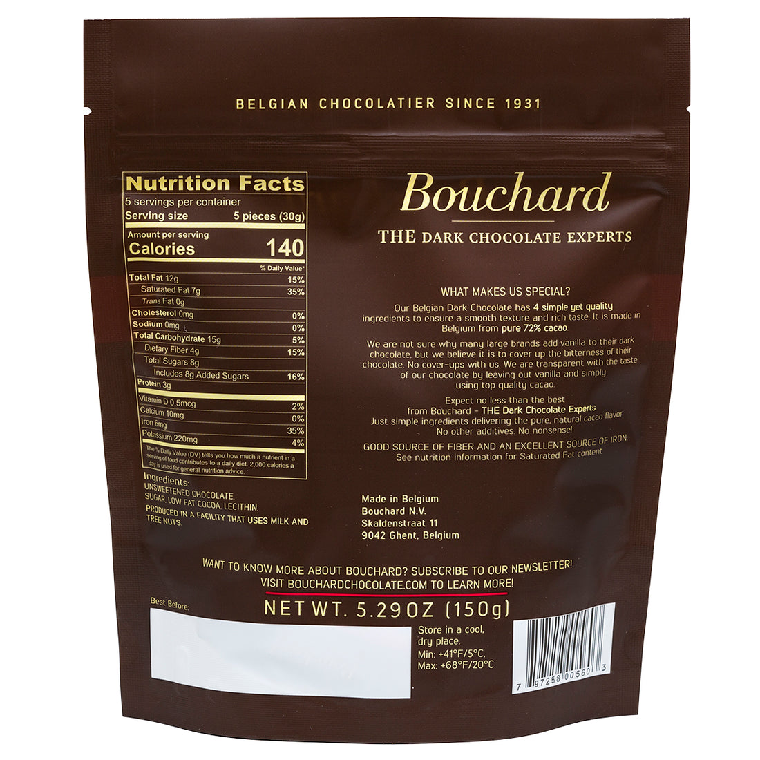 Belgian Dark Chocolate Napolitains (72% Cacao) 5.29 OZ (150g ...