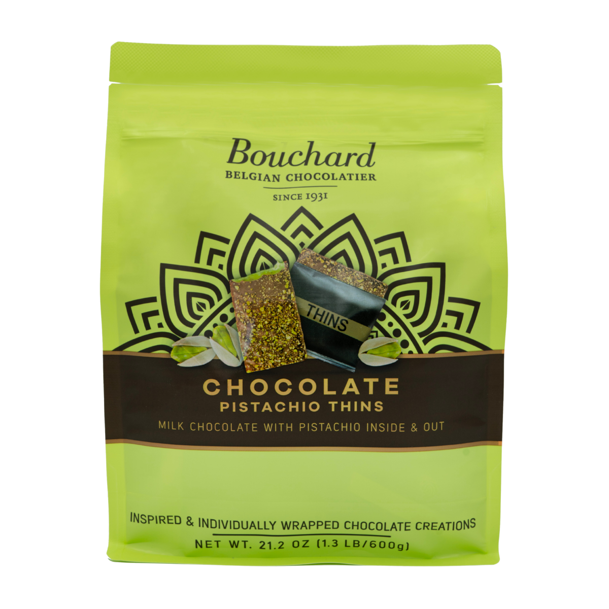 Milk Chocolate Pistachio Thins - 21.2 OZ (1.3 LB/600g) – Bouchard Chocolate